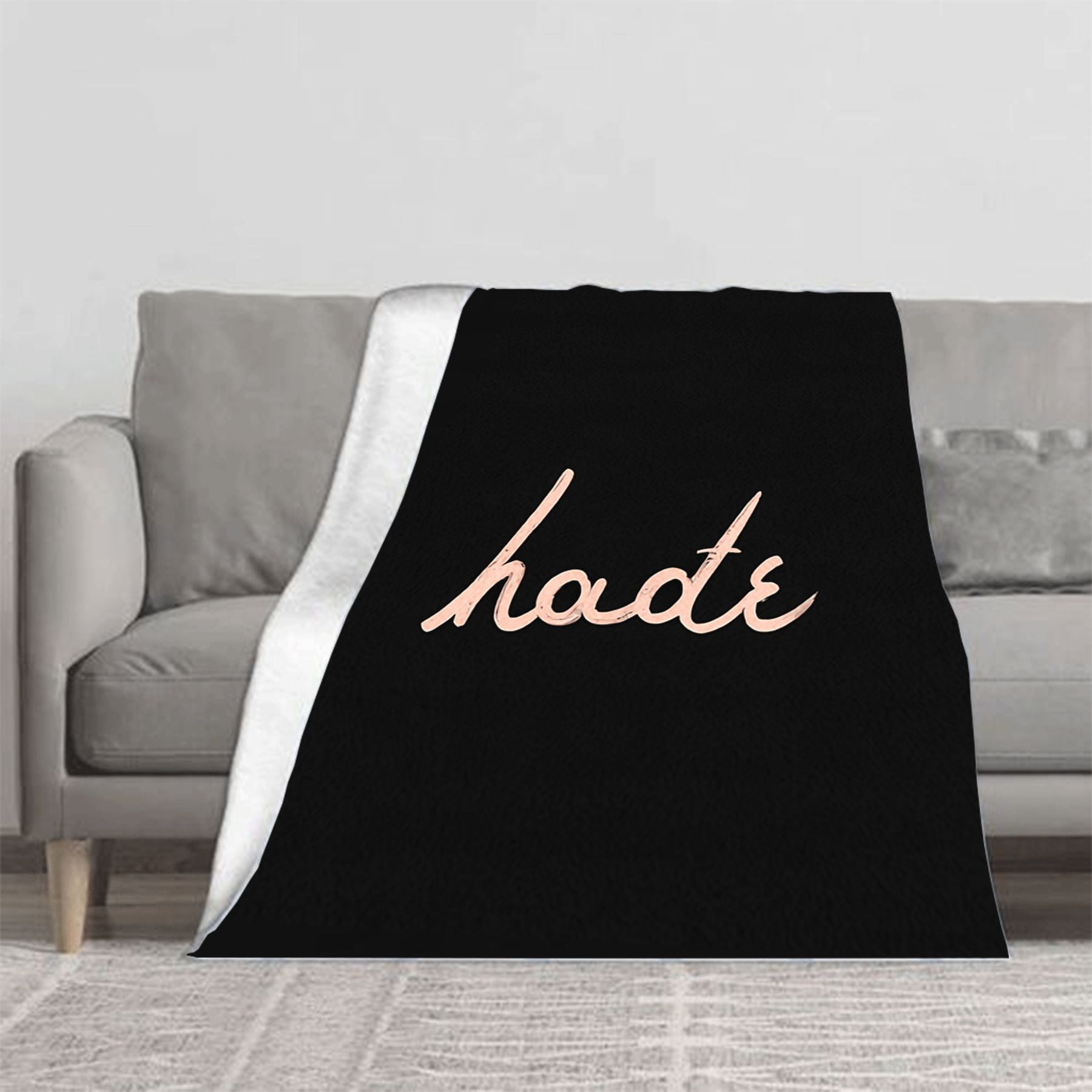 Elegant Pink Cursive ' Hadr ' Design - Durable Soft & Warm Flannel ...