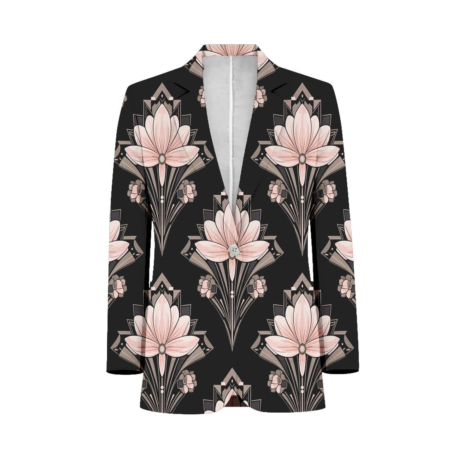 Elegant Pink Floral Art Deco Pattern Men Blazers Slim Clothing Summer ...