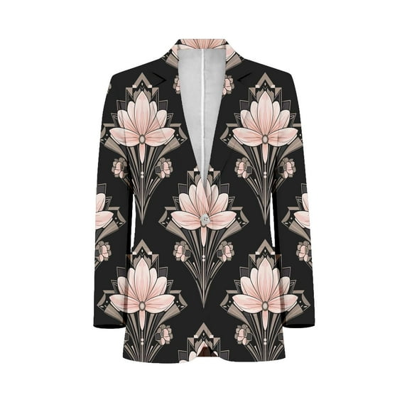 Elegant Pink Floral Art Deco Pattern Men Blazers Slim Clothing Summer ...