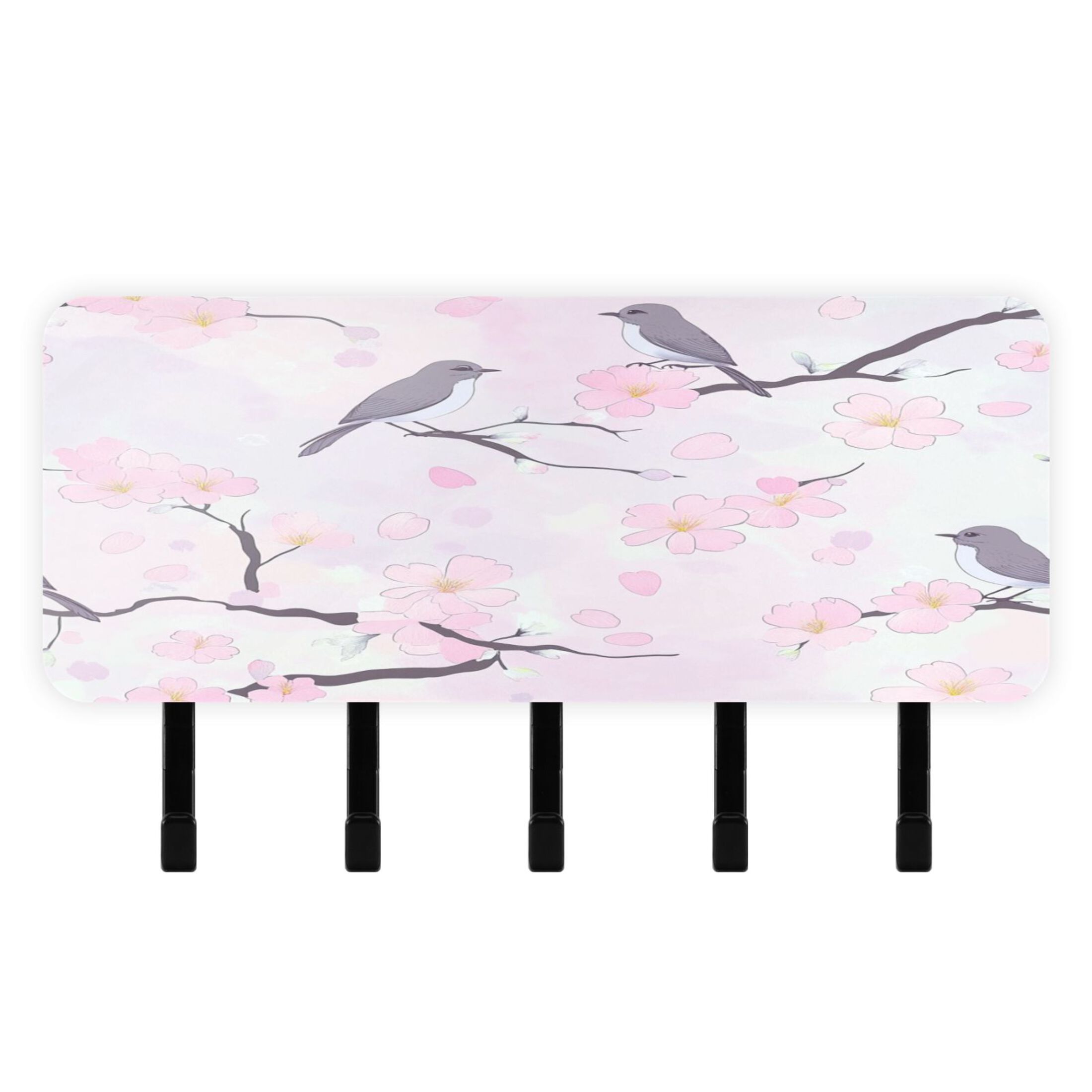 Elegant Pink Flower Key Holder for Wall Mail Holder Organizer with 5 ...