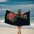 Elegant Pink Roses Design Beach Towel - Soft Absorbent Pool Towel for ...