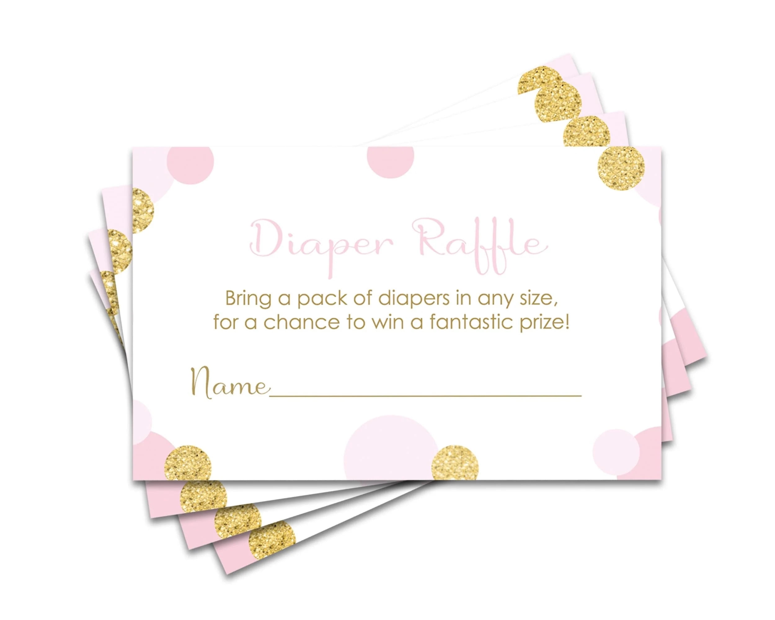 Elegant Pink and Gold Diaper Raffle Tickets by Paper Clever Party - 25 ...