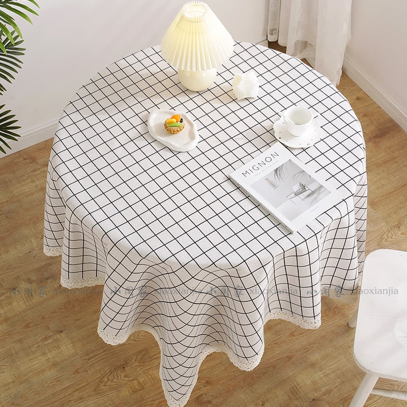 Elegant Plaid & Floral Rectangular Coffee Table Mat with Tassels ...
