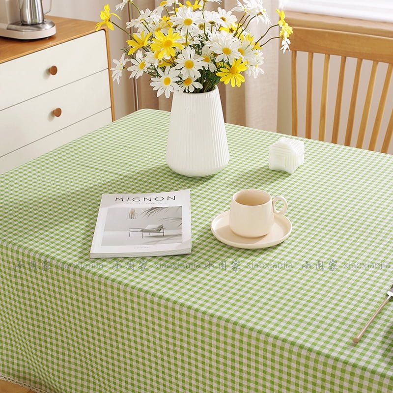 Elegant Plaid & Floral Rectangular Coffee Table Mat with Tassels ...