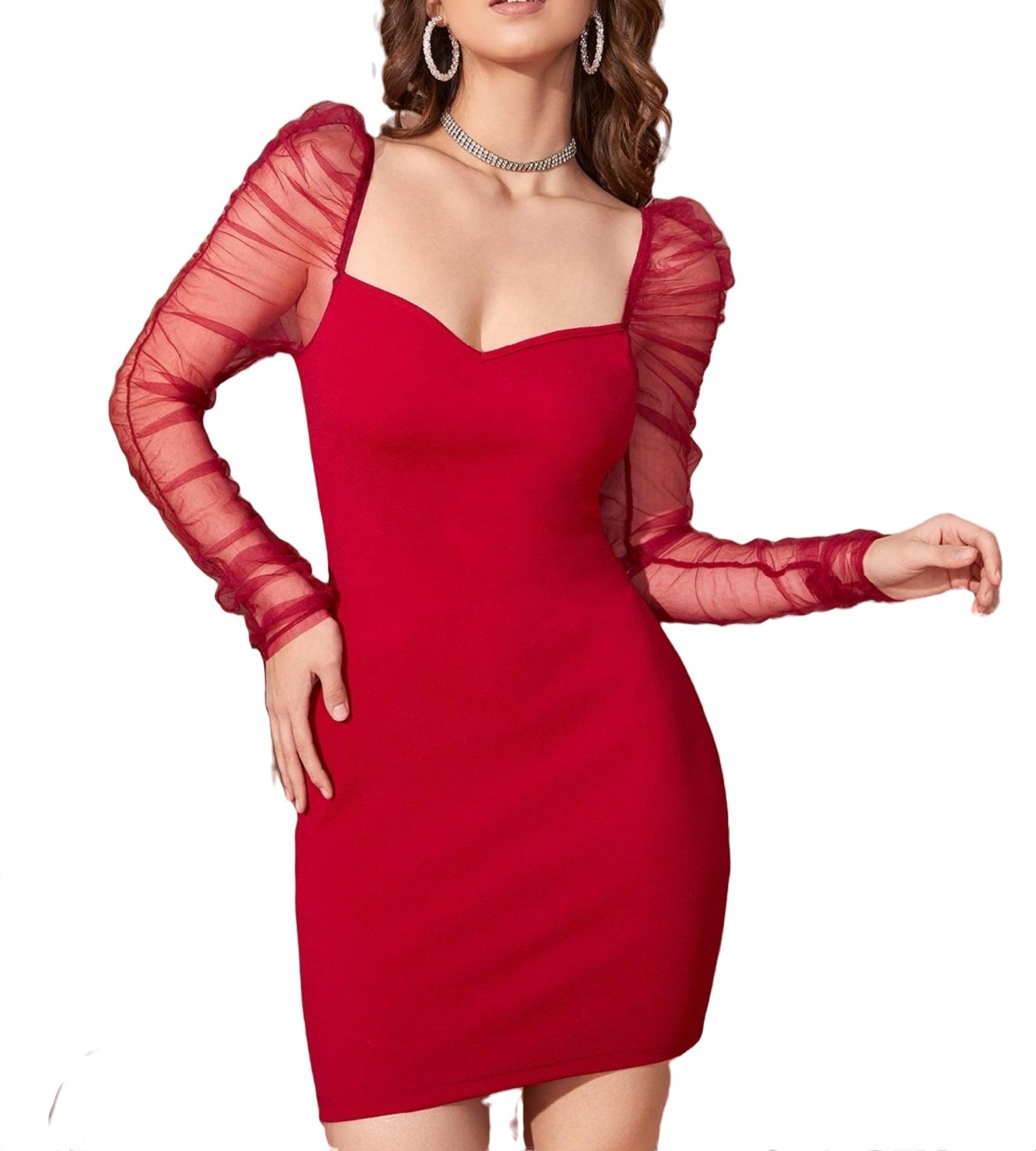 Elegant Plain Bodycon Sweetheart Neck Red Women Dresses - Walmart.com