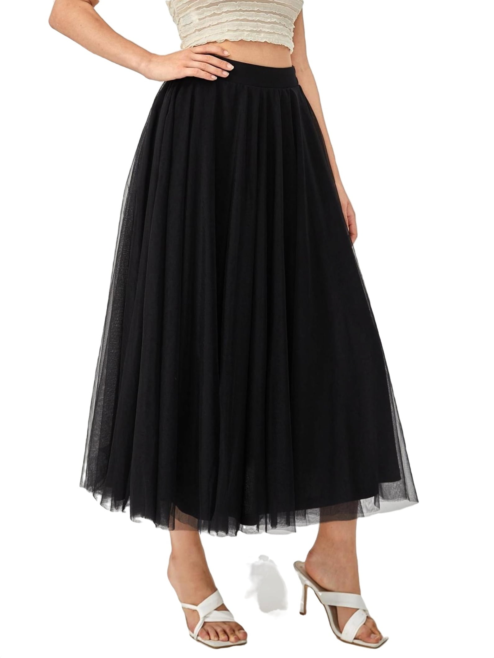 Elegant Plain Flared Skirts Black Women Skirts - Walmart.com