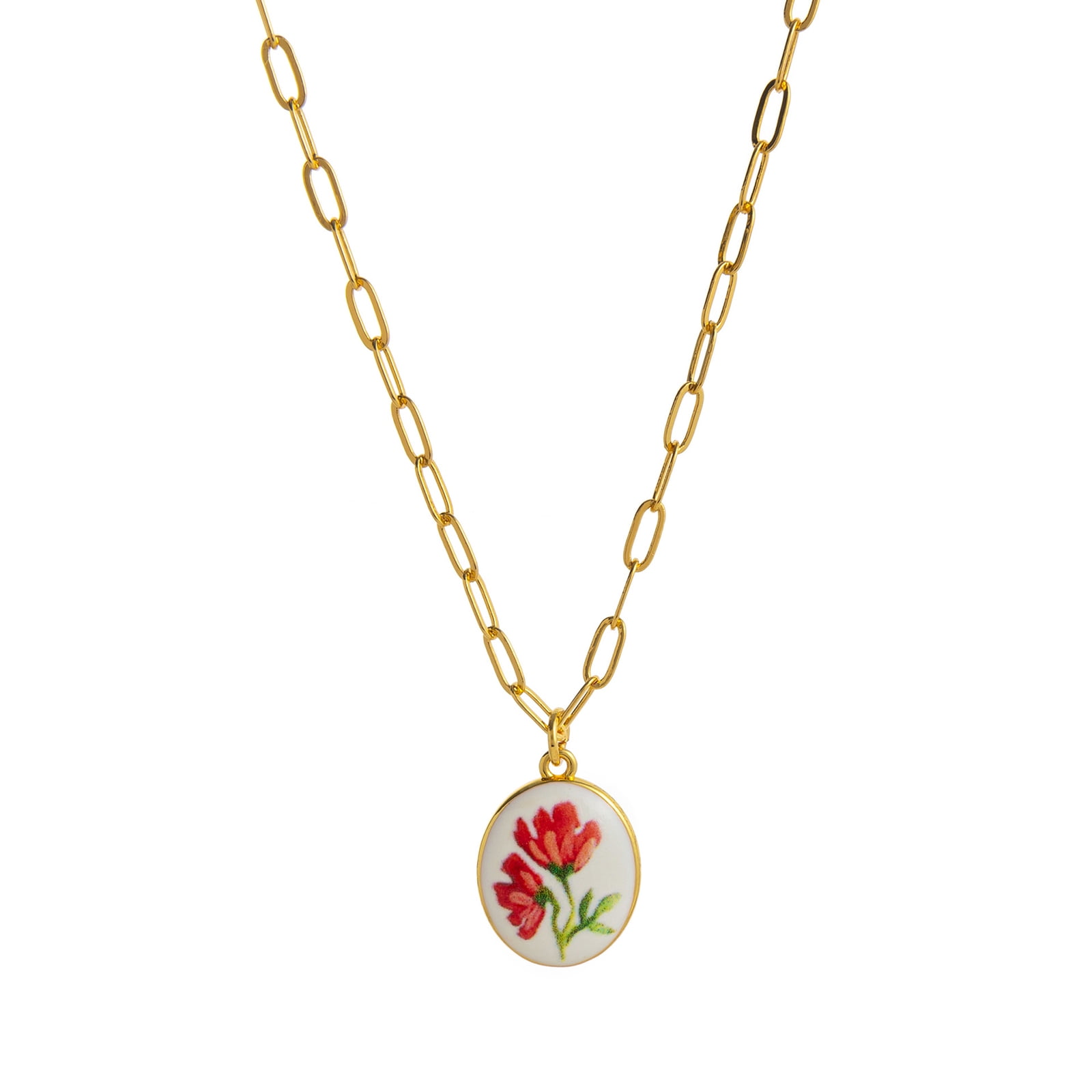 Elegant Plant Series Necklace With Adjustable Oval Flower Charm ...