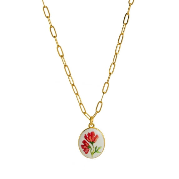 Elegant Plant Series Necklace With Adjustable Oval Flower Charm ...