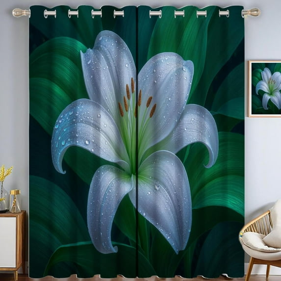 Elegant Plants Curtain Drapes For Living Room, Thermal Insulated ...