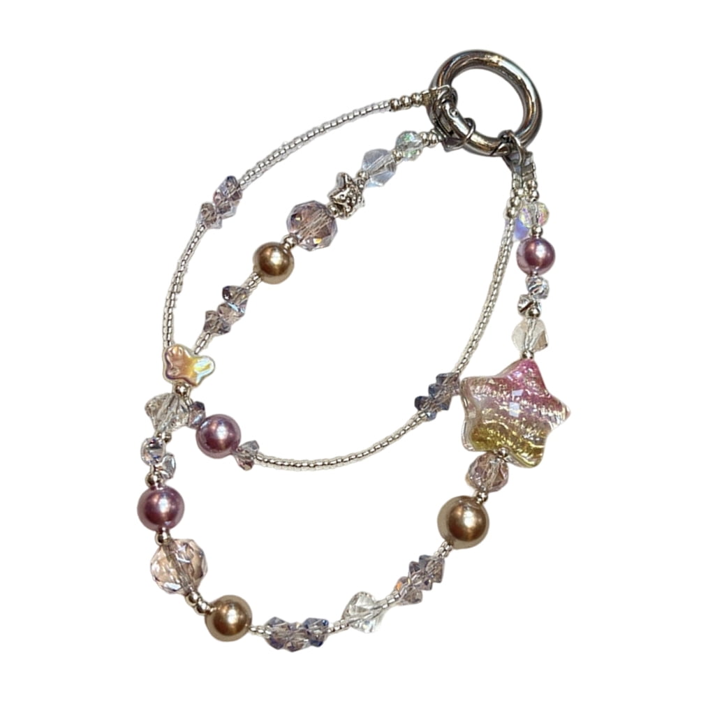 Elegant Plastic Beaded Bracelet Cellphone Strap Pendant Antilost Chain ...