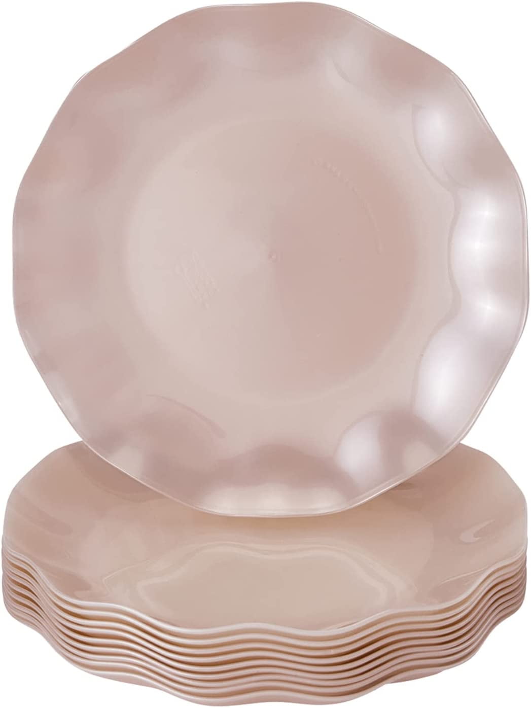 Elegant Plastic Plates for Party with Scalloped Rim (10 PC), Disposable ...