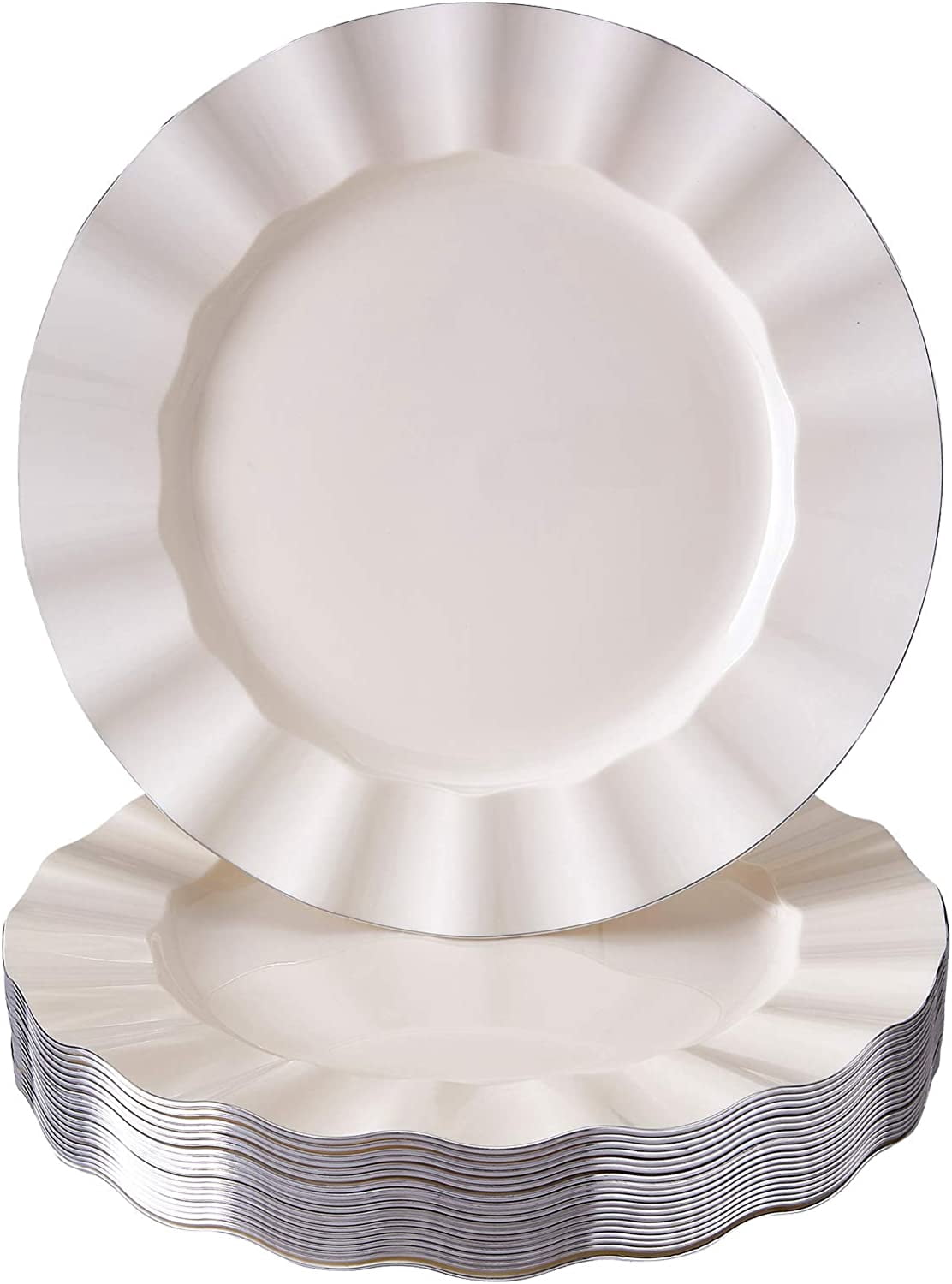 Elegant Plastic Plates for Party with Scalloped Rim (10 PC), Disposable ...