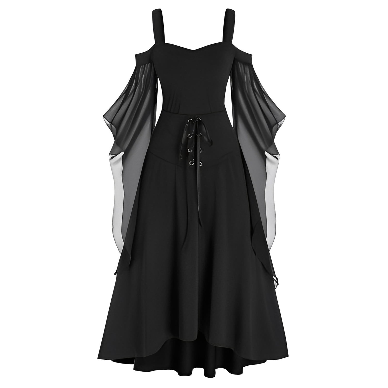 Elegant Plus Size Dresses for Women - Fashion Gothic Midi Dress with ...