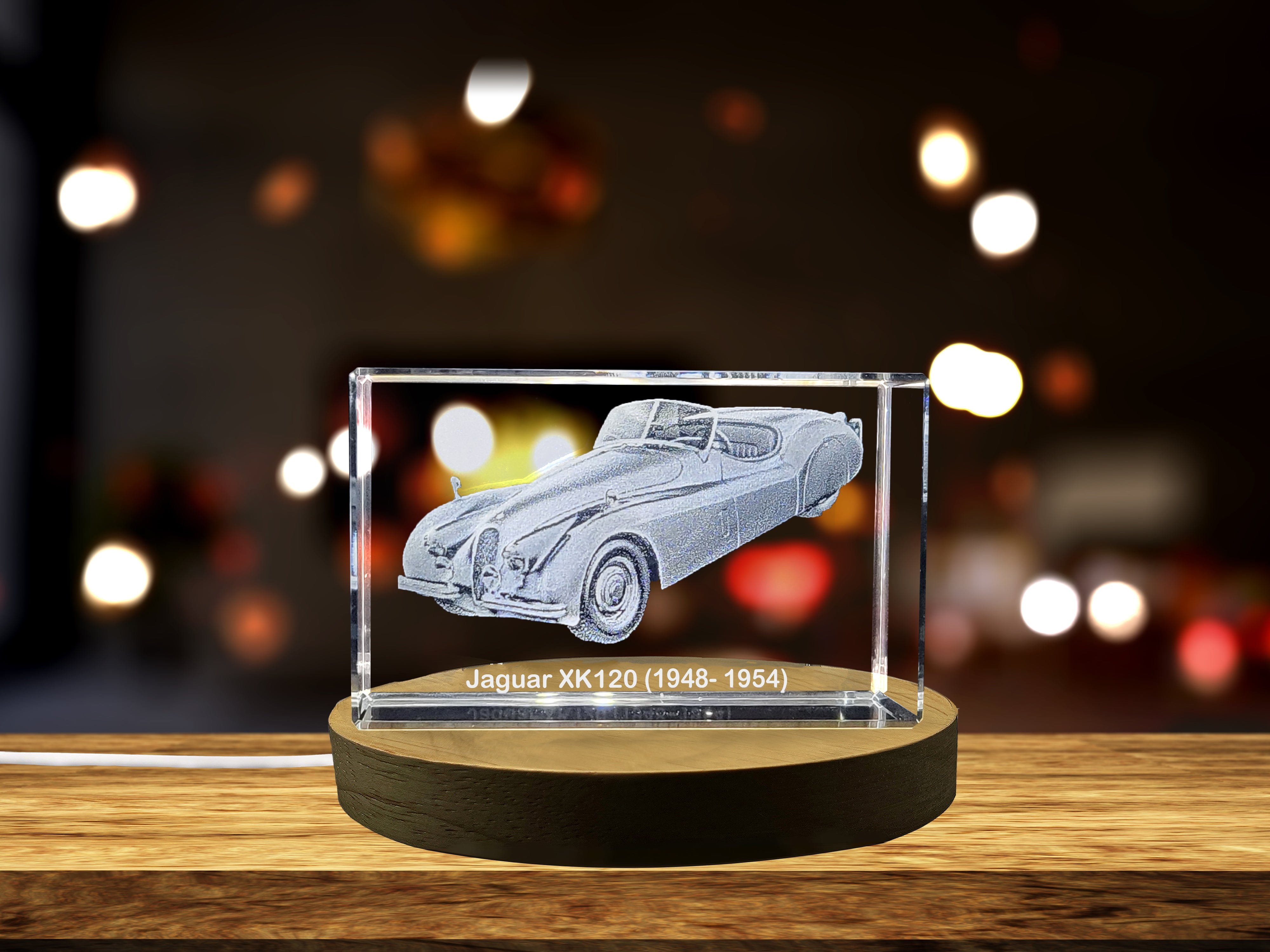 Elegant Power: Jaguar XK120 (1948–1954) - 3D Engraved Crystal Tribute ...