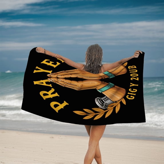Elegant Prayer Hands Design Beach Towel - Modern & Traditional Blend ...
