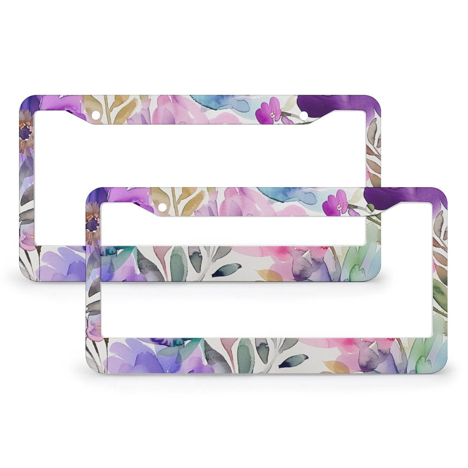Elegant Pretty Watercolor Florals License Plate Frames 2 PCS Lavender ...