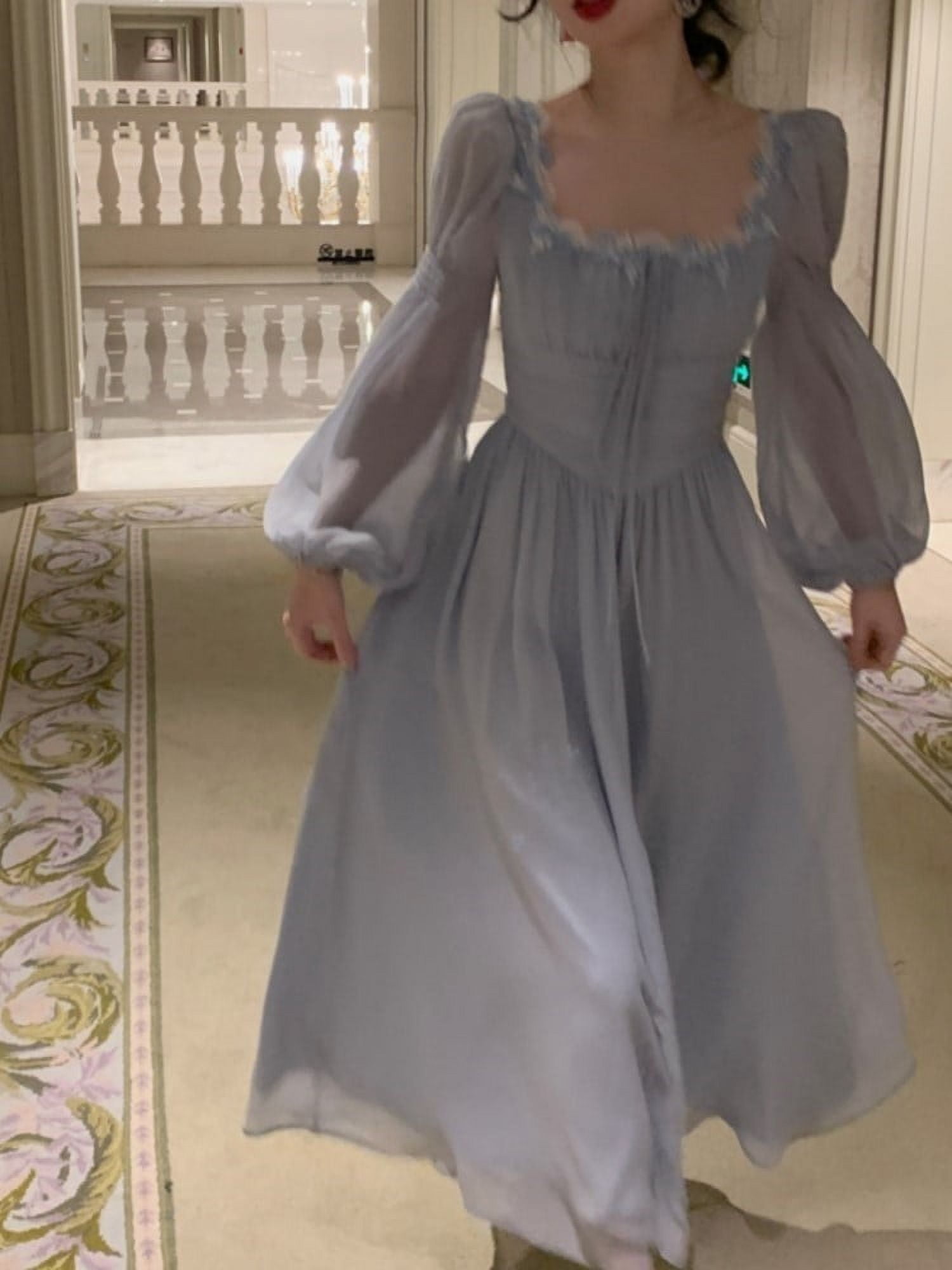 Elegant Princess Evening Party Dress Vintage Midi Dresses for Women A ...
