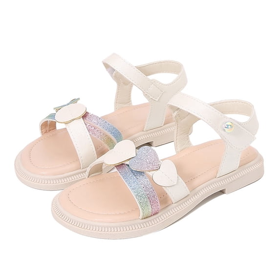 Elegant Princess Sandals with Rhinestone Accents, Heart-Adorned Ankle ...