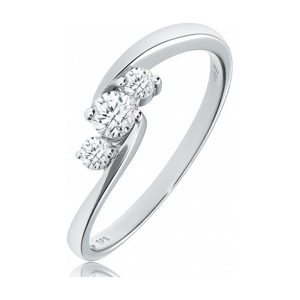 Elegant Promise Engagement Ring, 14K White Gold Plated, Women’s Bypass ...