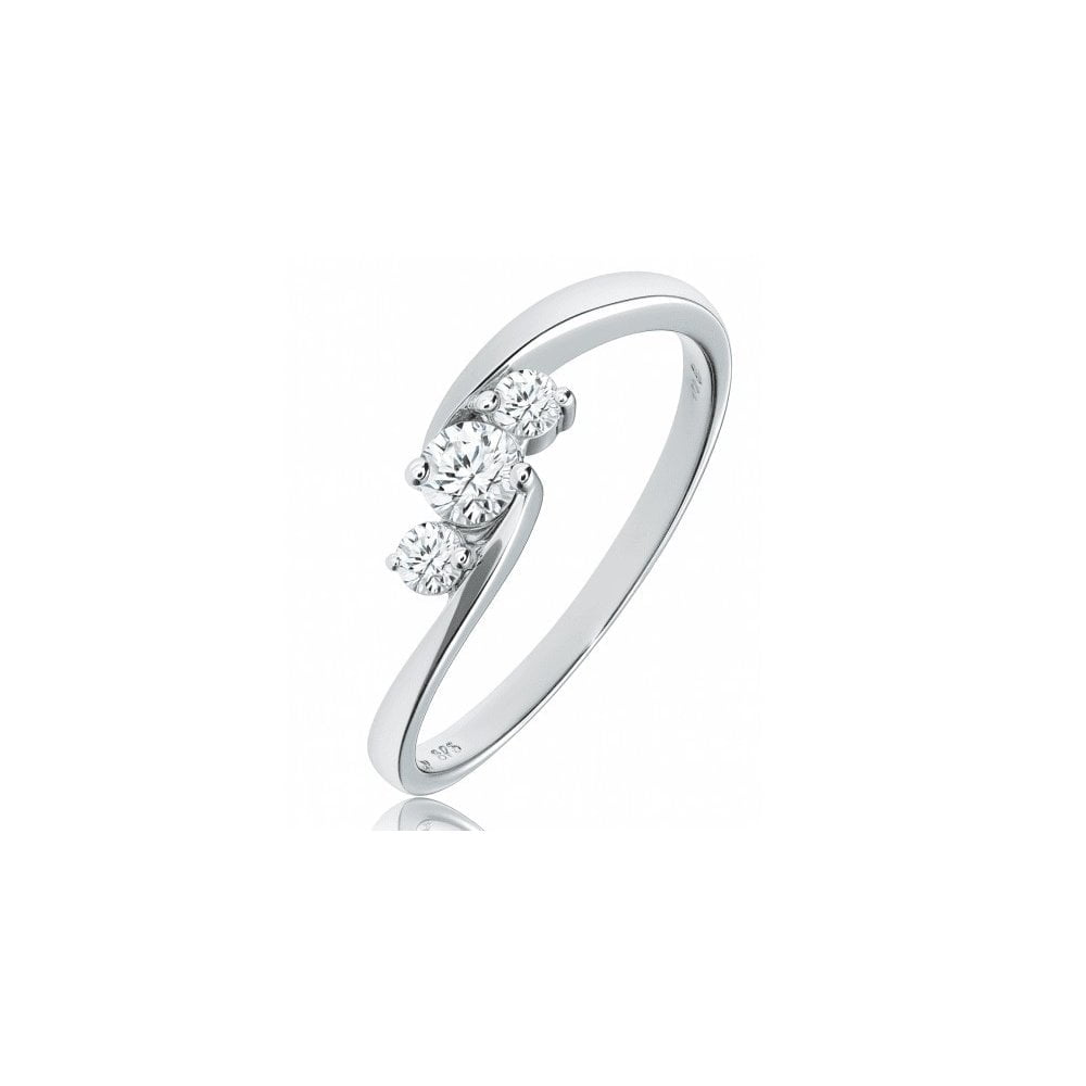 Elegant Promise Engagement Ring, 14K White Gold Plated, Women’s Bypass ...