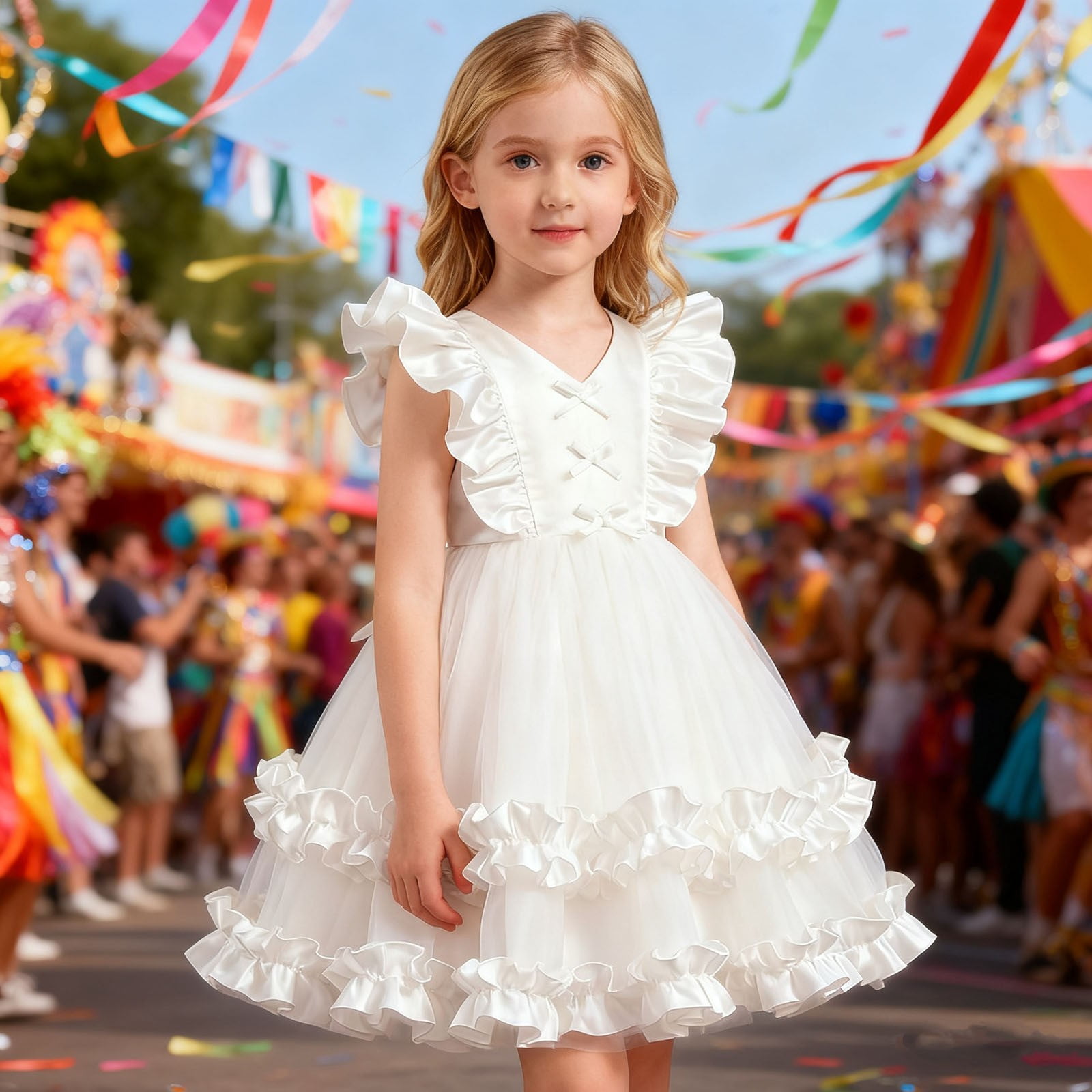 Elegant Puffed Sleeve Party Dress For Girls Formal Performance Wear And ...
