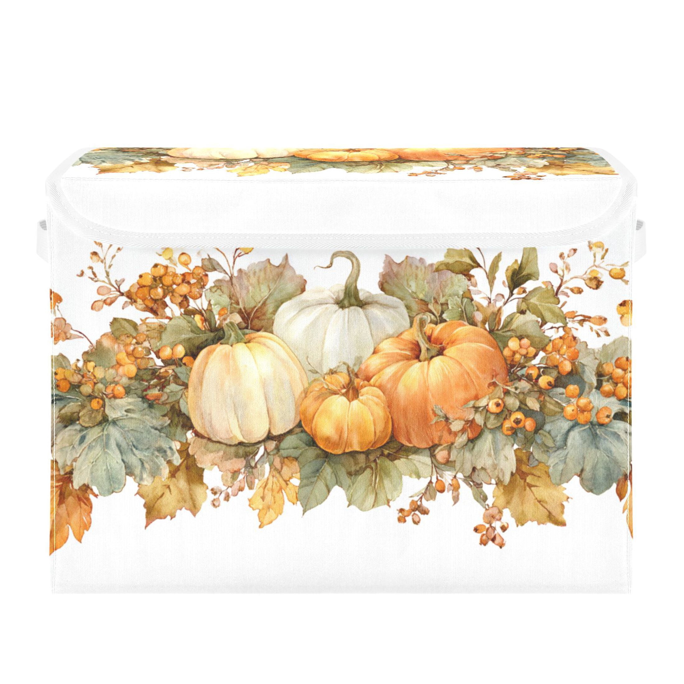 Elegant Pumpkins Leaves Thanksgiving Foldable Storage Bins with Lids ...
