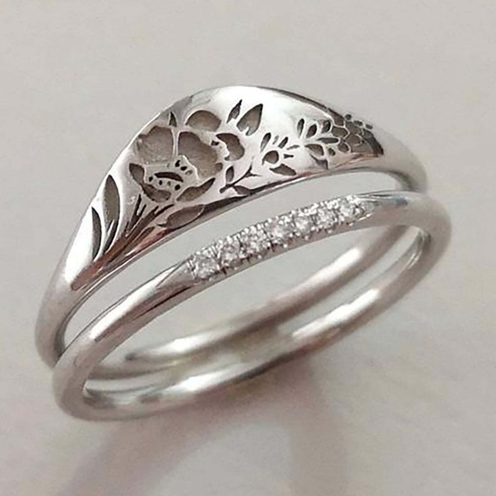 Elegant Pure Gold Carved Rose Flower Ring, Women's Band, Alloy ...