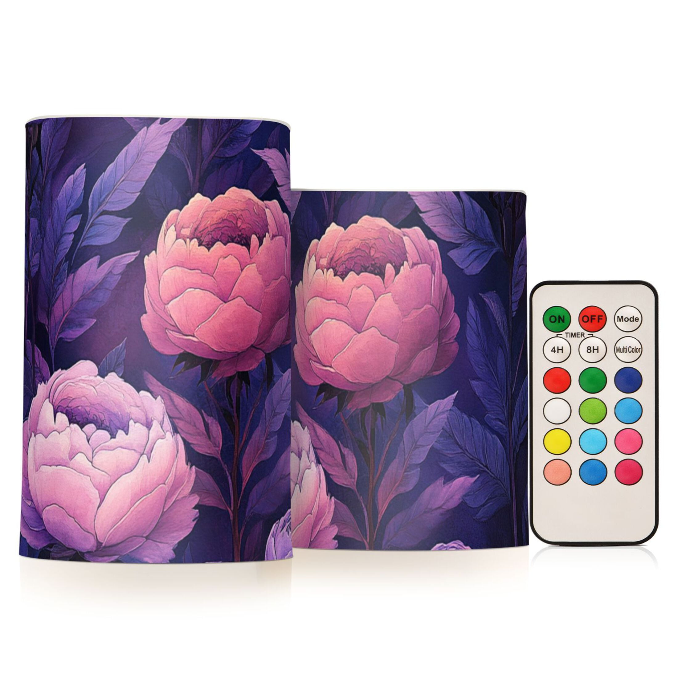 Elegant Purple Floral Flickering Flameless Candles Battery Operated ...