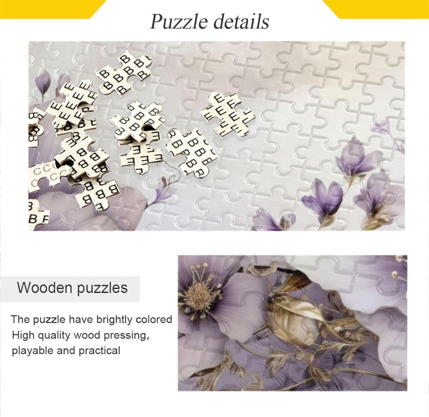 Elegant Purple Flower Jigsaw Puzzle 500 Pieces, Zigsaw with Storage Bag ...