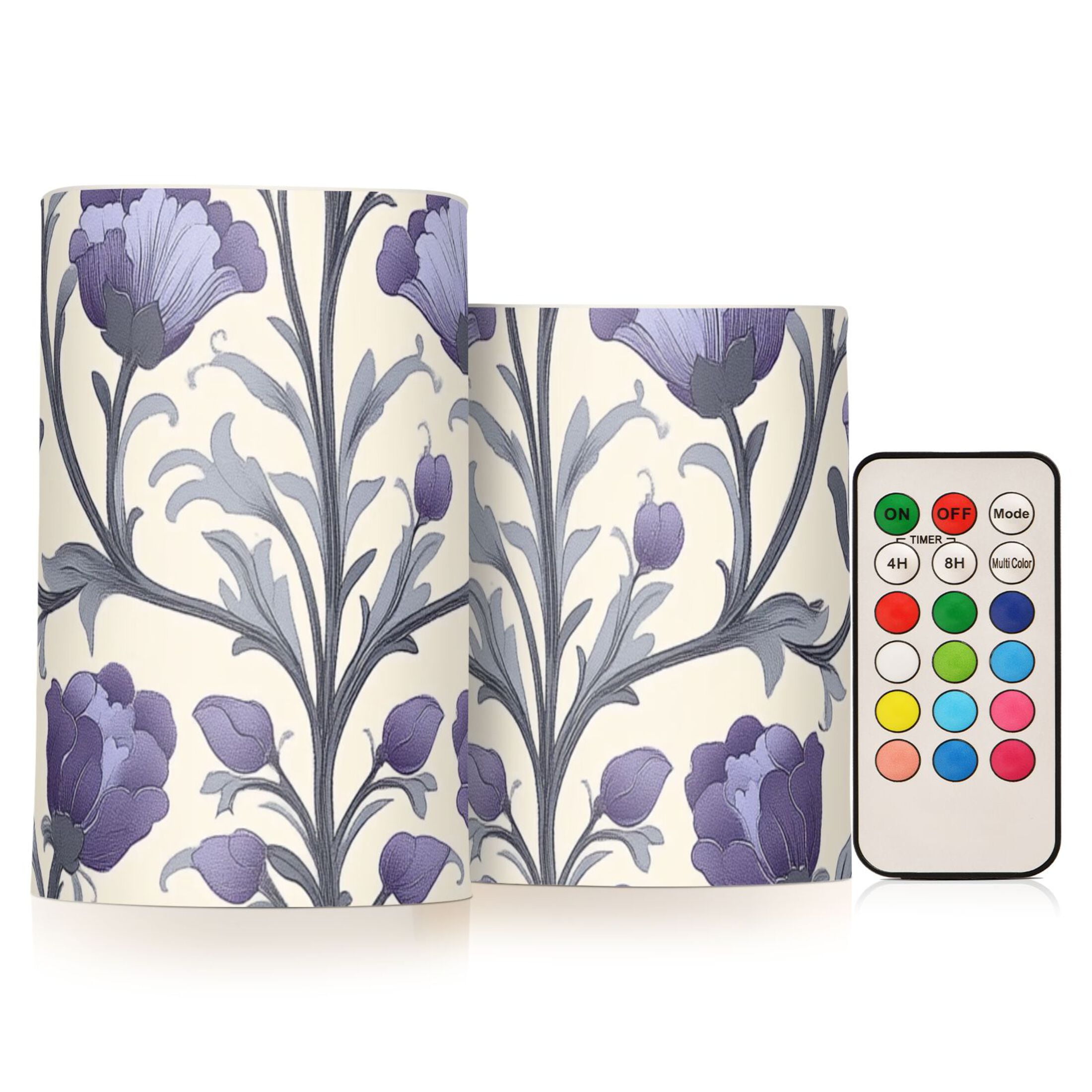 Elegant Purple Flowers Flickering Flameless Candles Battery Operated ...