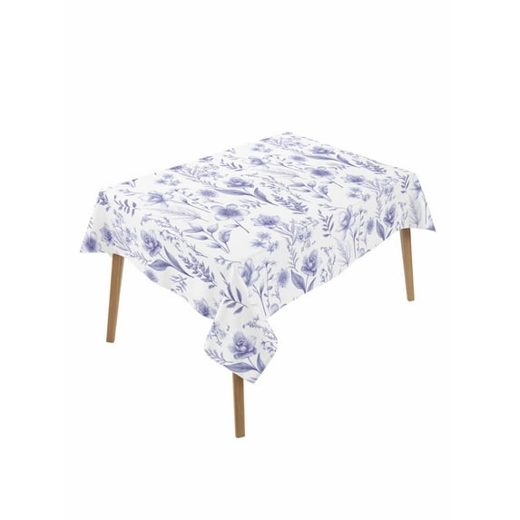 Elegant Purple Flowers Table Cloth, Spring Floral Botanical Summer ...