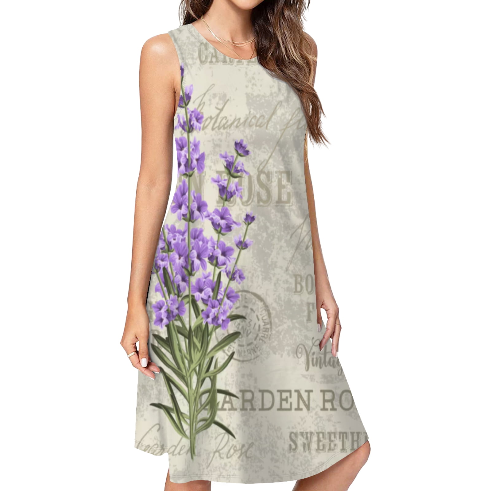 Elegant Purple Lavender Casual Sleeveless Loose Sundress Dress For ...