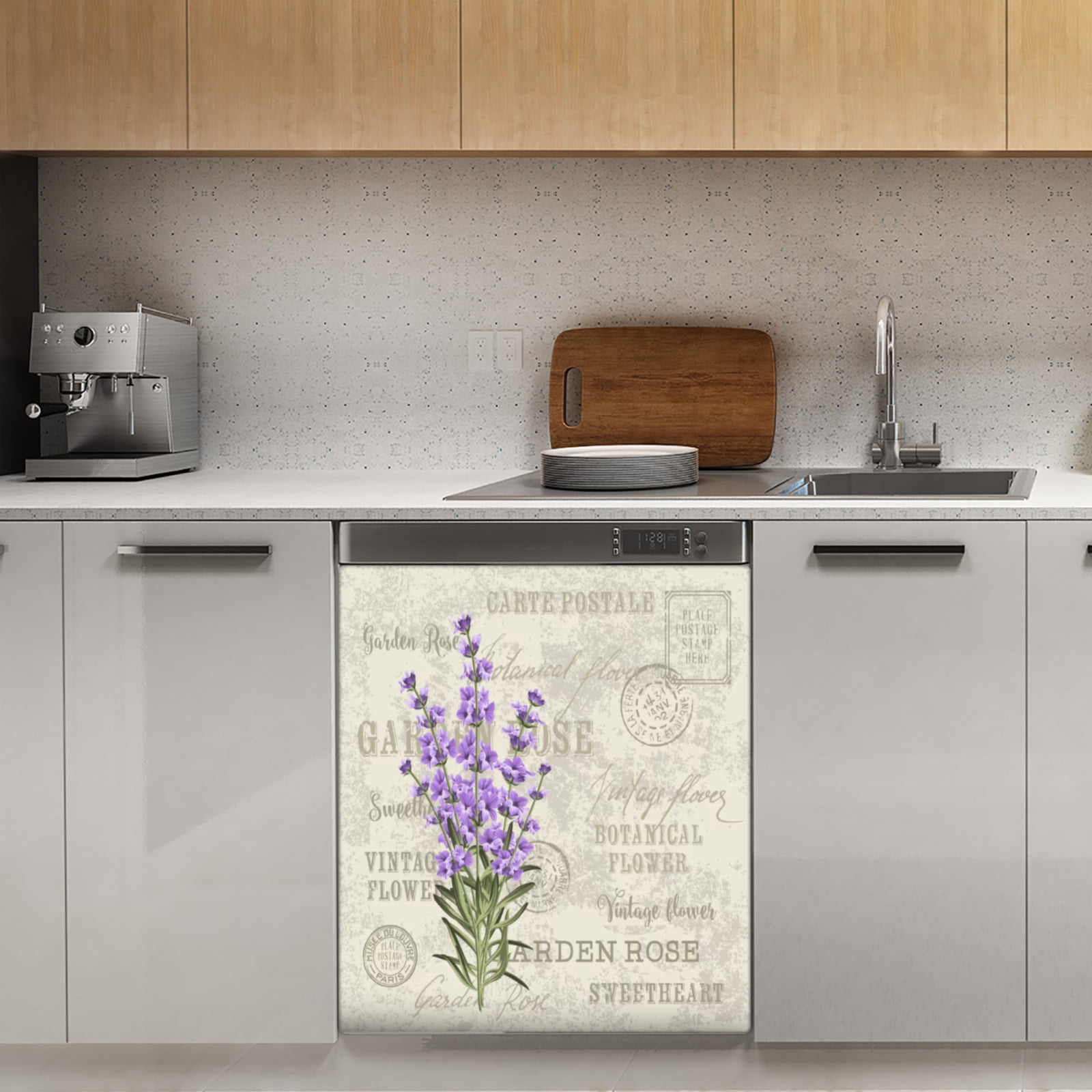 Elegant Purple Lavender Dishwasher Magnet Cover Decorative Sticker for ...