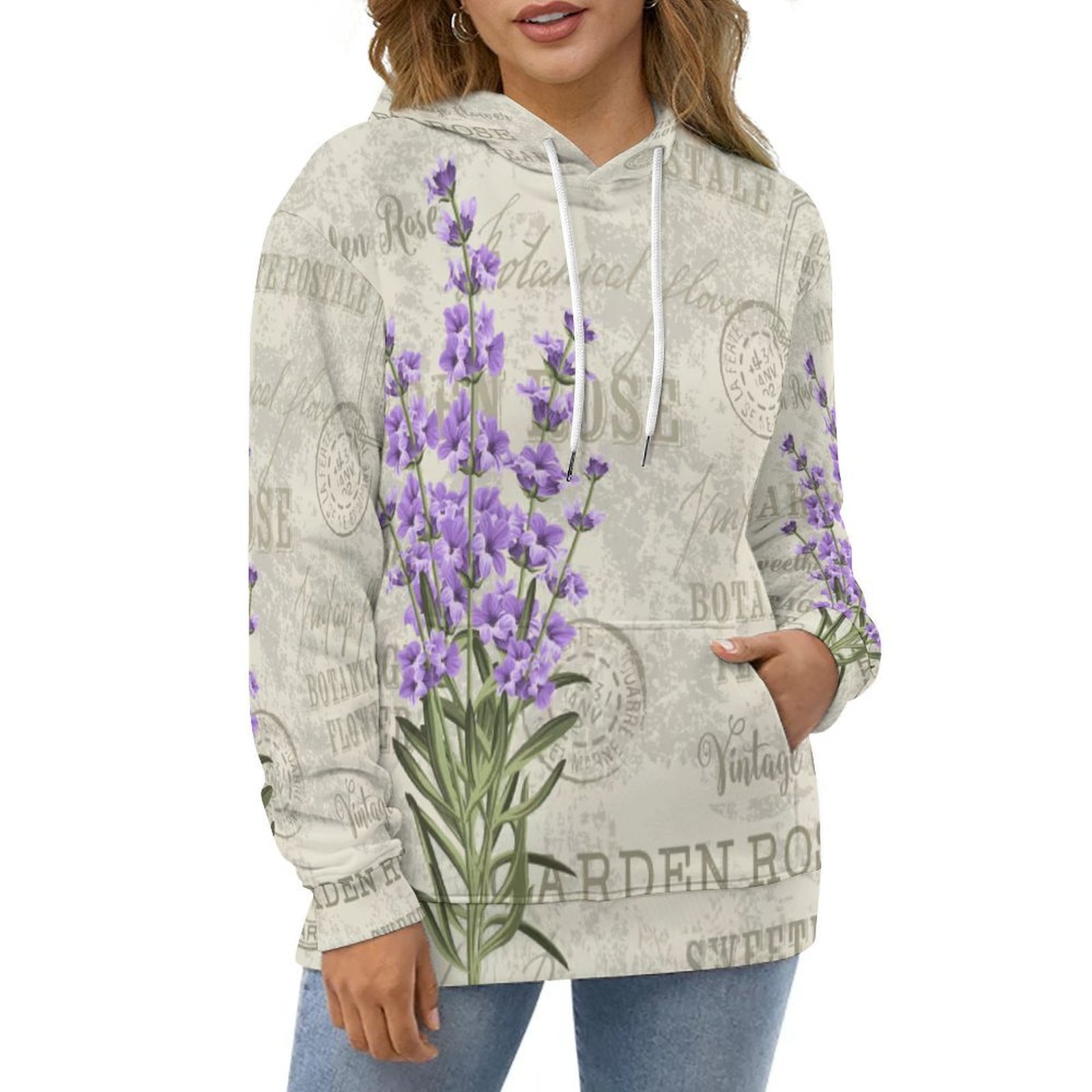 Elegant Purple Lavender Oversized Hoodies For Woman Pullover With ...