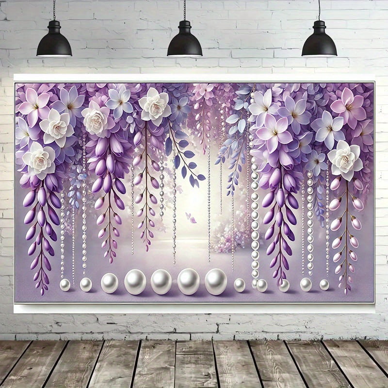 Elegant Purple Wisteria Pearl Backdrop Lush Floral Lilac Wedding Bridal ...