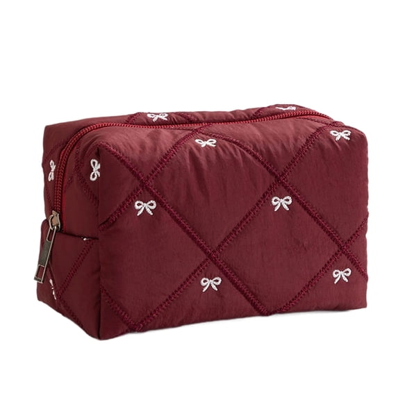 Elegant Quilted Bowknot Design Cosmetic Case with Polyester Materials ...