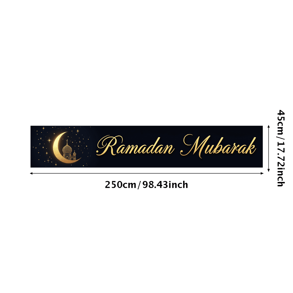 Elegant Ramadan Themed Backdrop Banner with Crescent Moon Star Elements ...