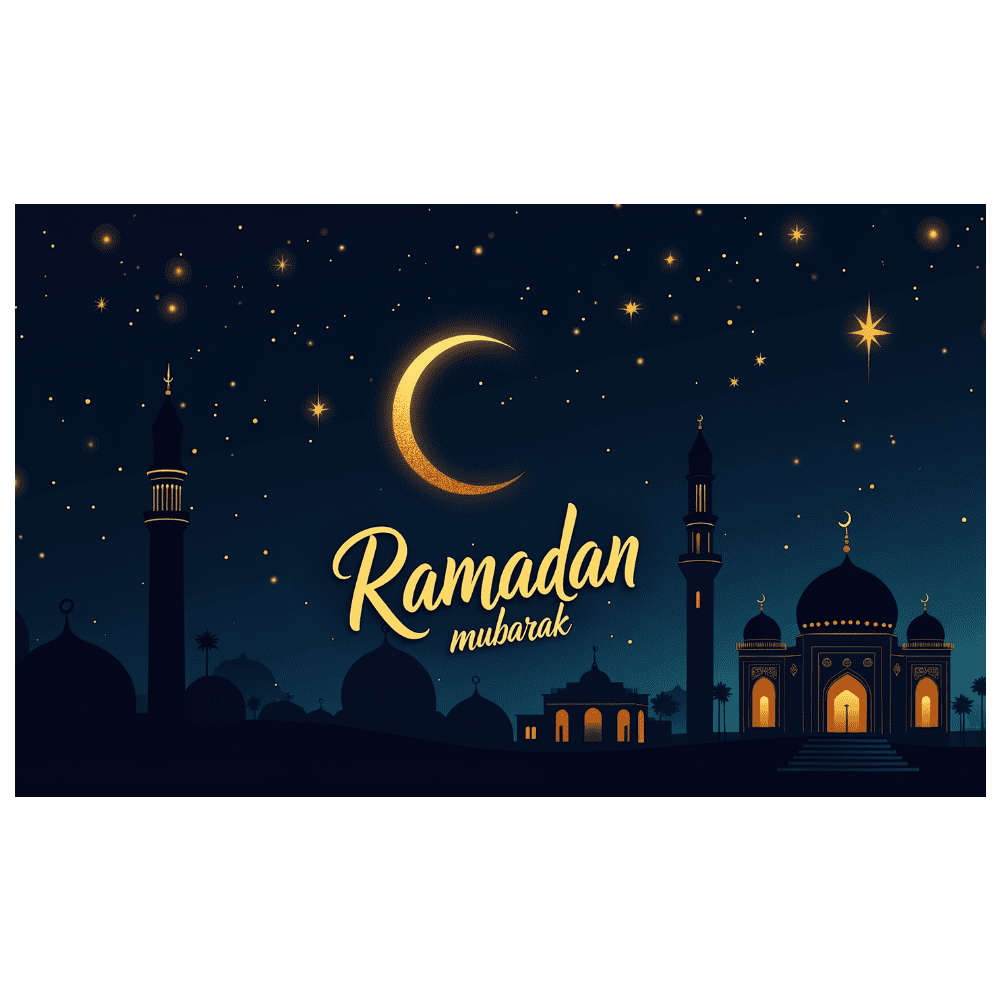 Elegant Ramadan Themed Backdrop Banner with Crescent Moon Star Elements ...