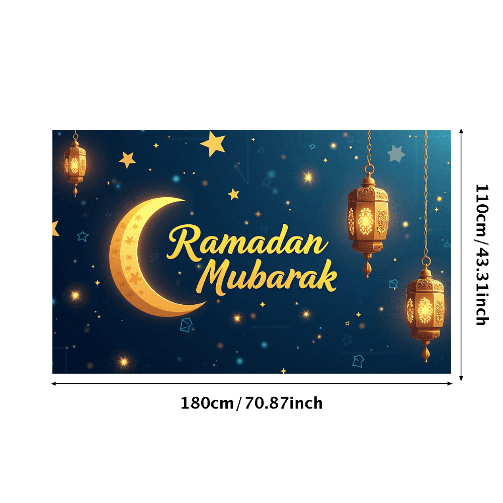 Elegant Ramadan Themed Banner with Mosque Domes Crescent Moon and Star ...