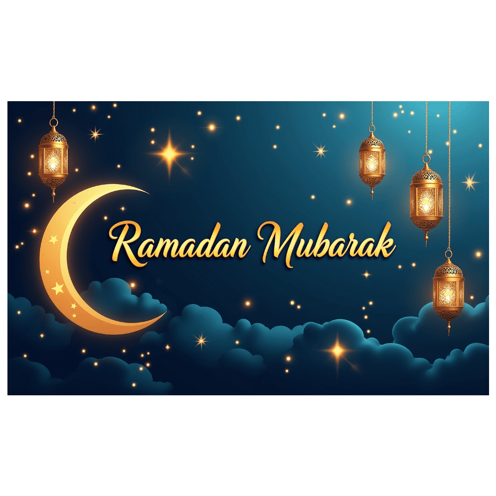Elegant Ramadan Themed Banner with Mosque Moon Star Elements Backdrop ...