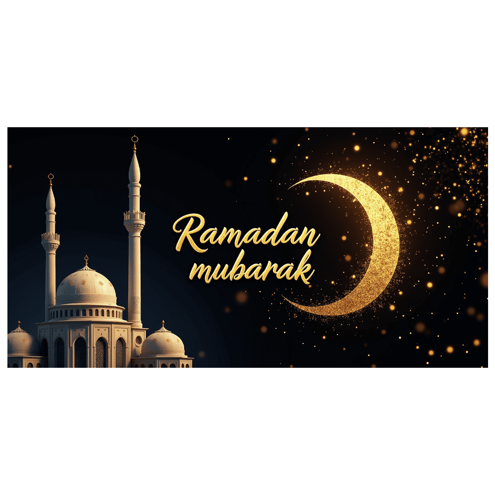 Elegant Ramadan Themed Banner with Mosque Moon Star Elements Backdrop ...