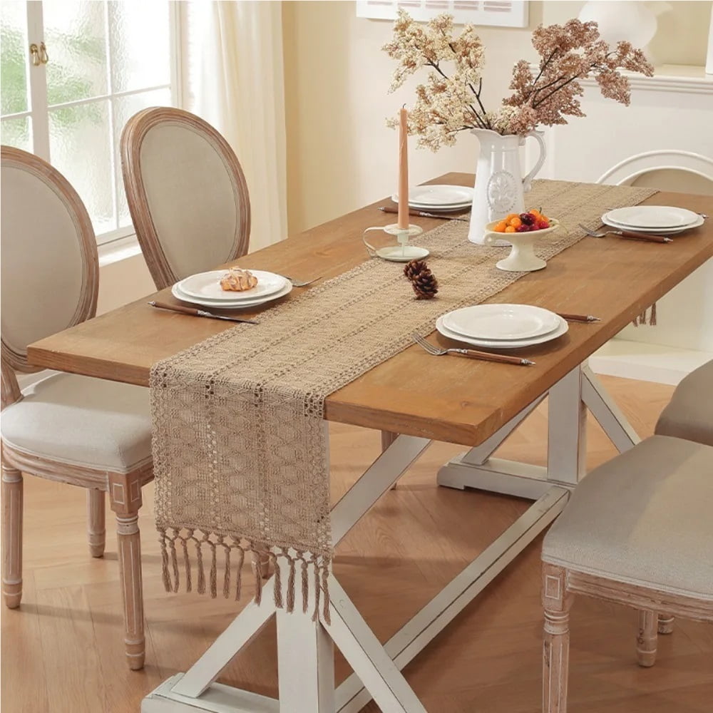 Elegant Ramie Boho Table Runner Rustic Style Braided Table Cloth ...