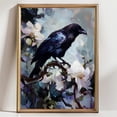 Elegant Raven Art Print Dark Bird With White Blossoms Gothic Nature ...