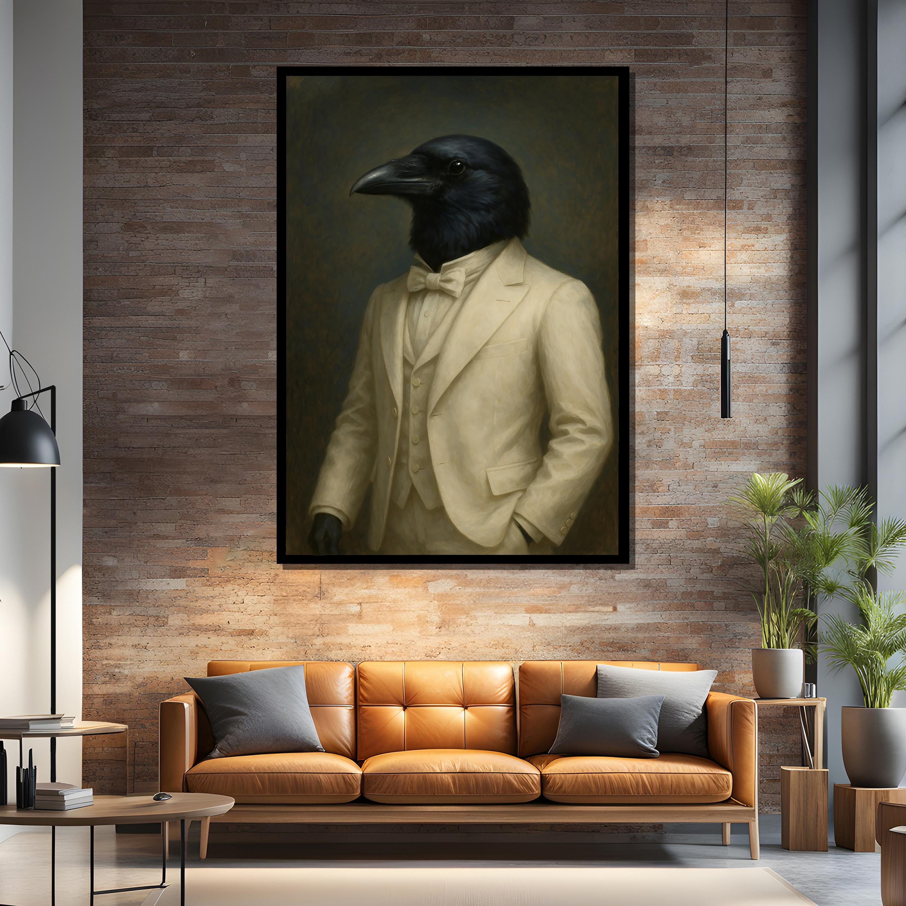 Elegant Raven In White Tuxedo – Art Print For Stylish Gothic Office Or ...