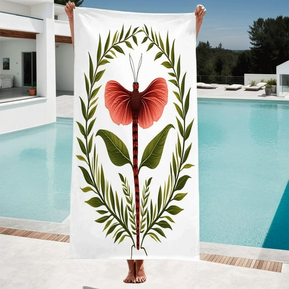 Elegant Red Butterfly Beach Towel with Intricate Wing Patterns ...