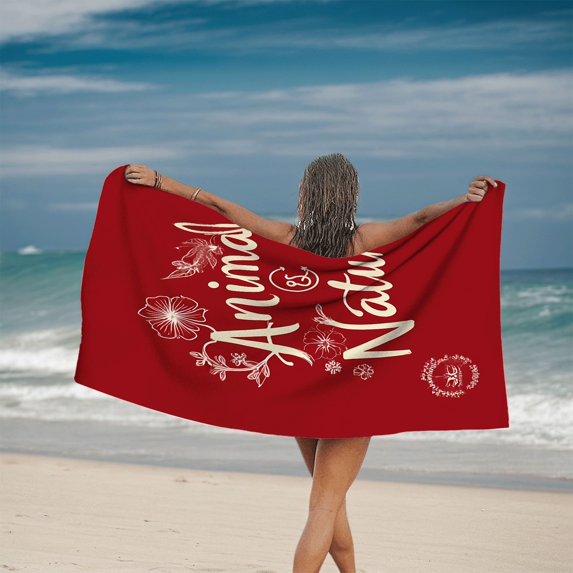 Elegant Red Floral Design Bath Towel - Perfect for Beach Pool or Travel ...
