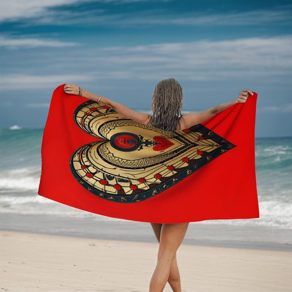 Elegant Red Heart Design Bath Towel - Intricate Layers Decorative ...