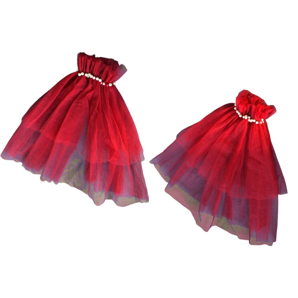 Elegant Red Tulle Bridal Gloves with Soft Cotton Lining Wedding Arm ...