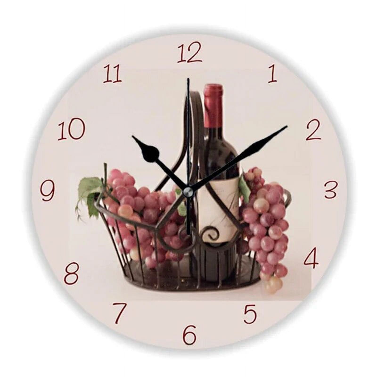Elegant Red Wine Bottles and Grapes Large Wall Clock for Living Room ...