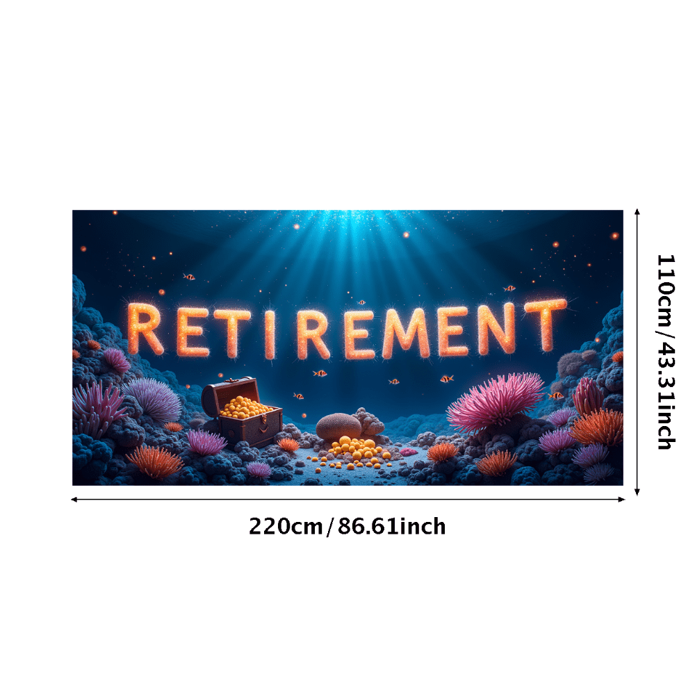 Elegant Retirement Themed Banner with Clock and Star Elements Backdrop ...
